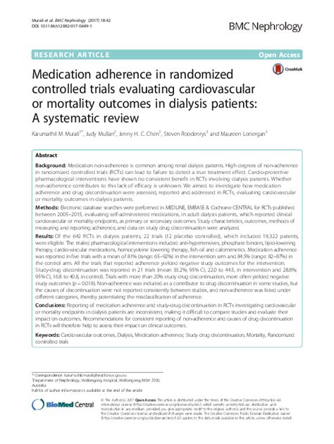 Pdf Medication Adherence In Randomized Controlled Trials Evaluating