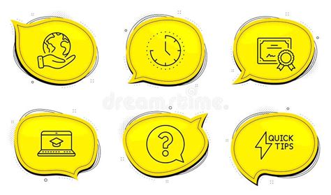 Time Question Mark And Website Education Icons Set Quickstart Guide Sign Vector Stock Vector