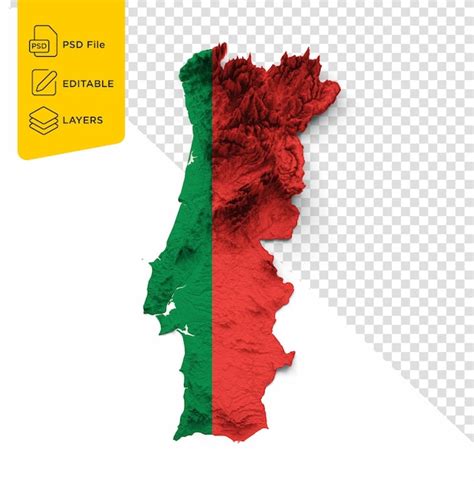 Mapa de portugal bandeira de portugal alívio sombreado cor mapa de