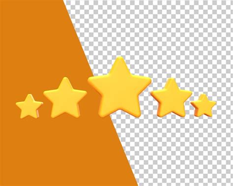 Renderização 3d de ícone de classificação de 5 estrelas PSD Premium
