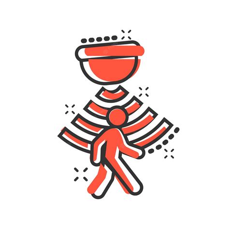 Premium Vector Motion Sensor Icon In Comic Style Sensor Waves With Man Vector Cartoon