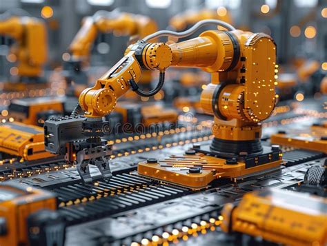 Many Identical Ai Robots Sitting At Desk In The Office And Working With