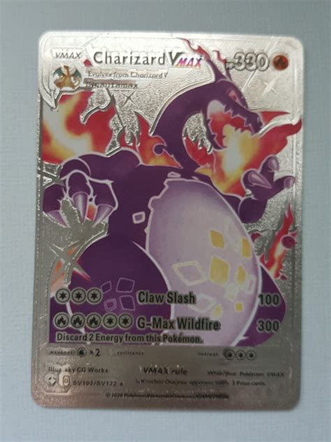 Mavin Pokemon Silver Foil Card Charizard Vmax Fan Art Card