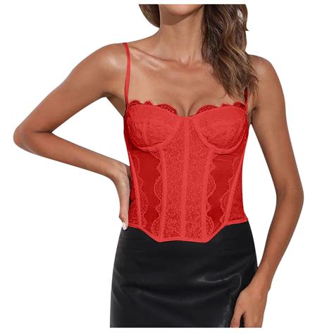 Laruyeko Women Fashion Sexy Lace Corset Vintage Bustier Spaghetti Strap