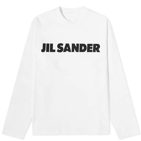 Jil Sander Front Logo Long Sleeve Top In Porcelain Jil Sander