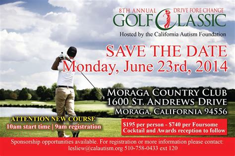 Save The Date Golf Tournament California Autism Foundation