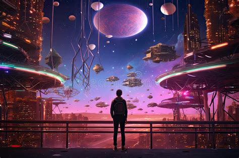 Metaverse Technology Concept Vr Virtual Reality Metaverse Visualization Simulation Stock