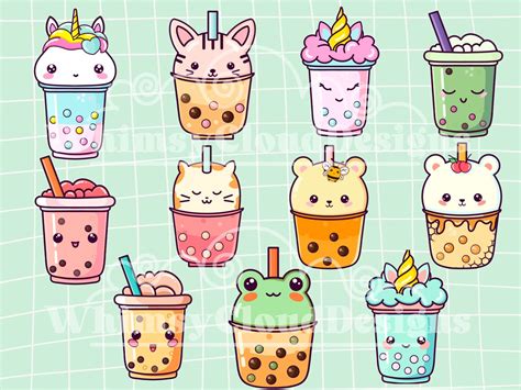 Kawaii Boba Clipart Cute Boba Png Clipart Kawaii Clipart Set Cute