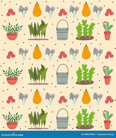 园艺、农业植物蔬菜水果桶背景 向量例证 插画 包括有 绿色 从事园艺 春天 季节 休闲 工厂 208639806