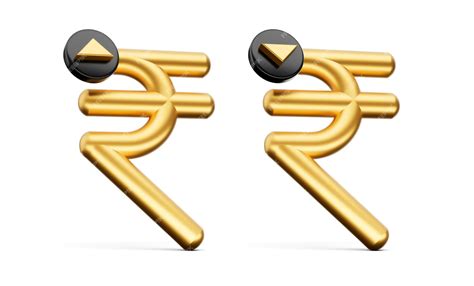 Premium Photo 3d Gold Shiny Indian Rupee Symbol Increase Decrease Icon On White Background 3d
