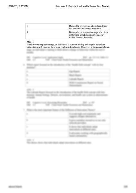 SOLUTION Module Population Health Promotion Model Studypool
