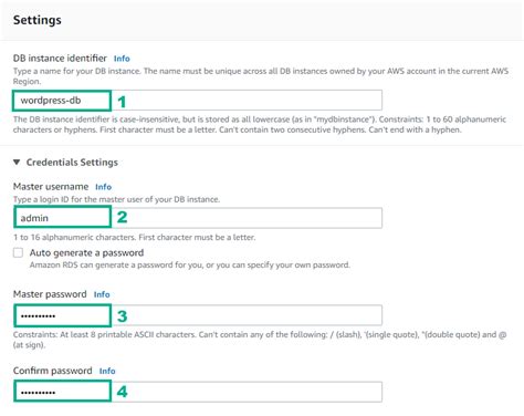 khởi tạo database instance wordpress on aws