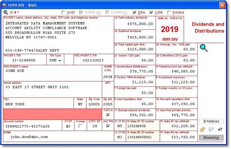 Dividends And Distributions Data Is Entered Onto Windows That
