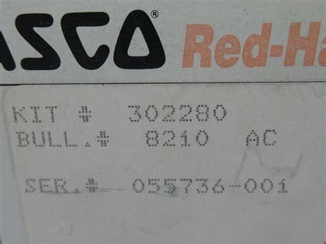 asco 302280 8210ac model rebuild kit for valve new industrial