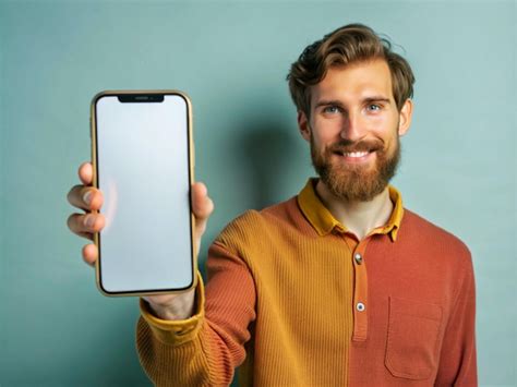 A Man Is Holding A Mobile Phone And Showing A Blank White Screen