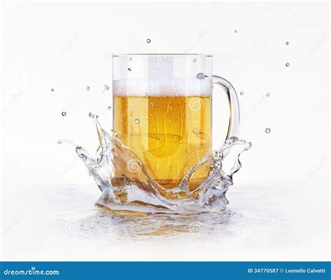 Mug Of Beer Splashing On A Water Surface Stock Image Image Of