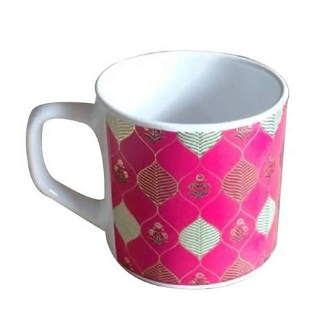 Pink And White Printed Ceramic Sublimation Milk Mug Capacity 180 Ml