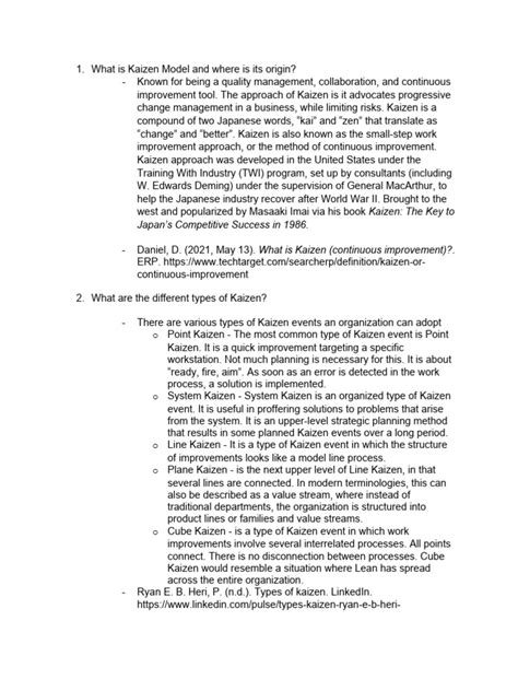 Kaizen Model Pdf Quality Business