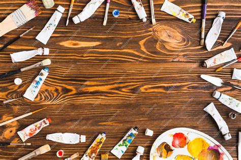 Граница от красок и кистей Бесплатно Фото