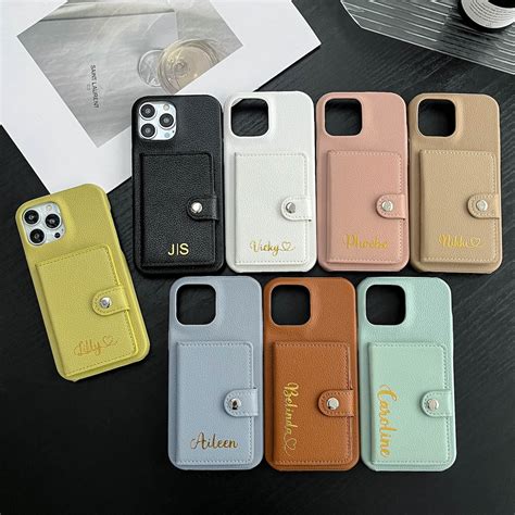 IPhone 16 Leather Case Card Wallet Bag IPhone Case Custom Monogram Leather Phone Case IPhone
