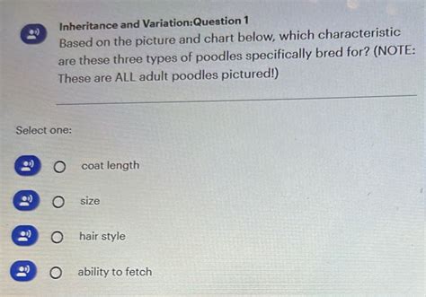 solved inheritance and variation question 1 based on the picture and