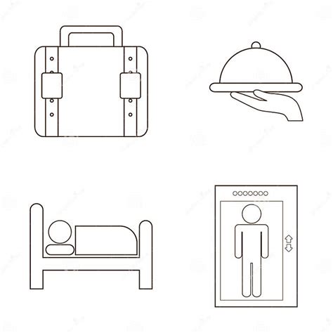Sistema Del Icono Del Diseño Del Servicio De Hotel Ilustración Del