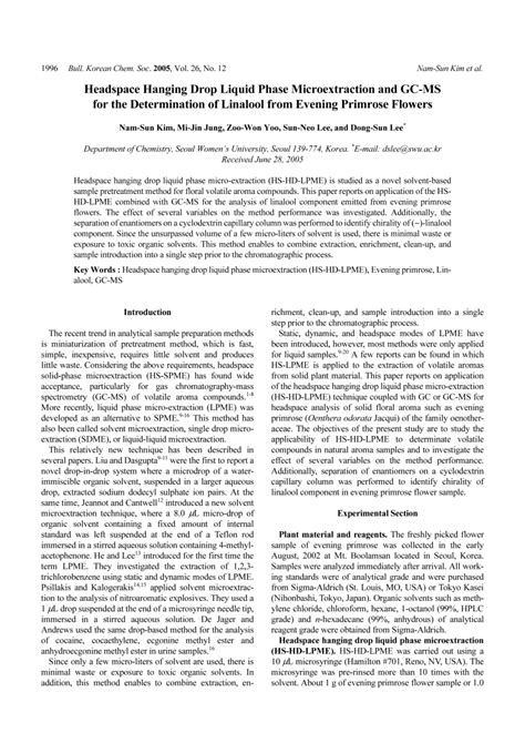 Pdf Headspace Hanging Drop Liquid Phase Microextraction And Gc Ms For The Determination Of