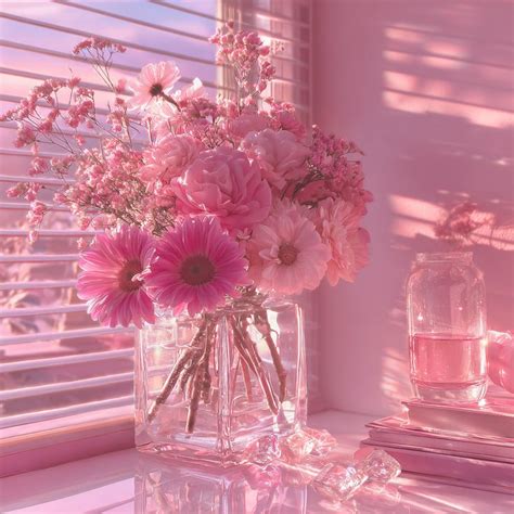 Pink Aesthetic Room Florals And Ice Pastel Pink Aesthetic Pink