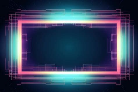 Premium Photo A Neon Colored Square Frame On A Dark Background