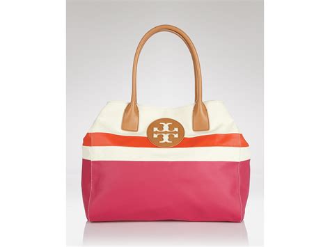 Tory Burch Tote Dipped Colorblocked Beach In Pink Fuschia Multi Lyst