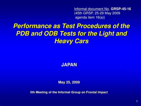 Ppt Performance As Test Procedures Of The Pdb And Odb Tests For The