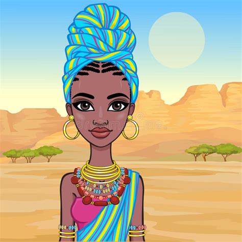 Beautiful Animation African Princess In Ancient Clothes And A Turban