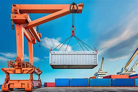 The Container Vessel During Loading At An Industrial Port By Port Crane Neural Network Ai