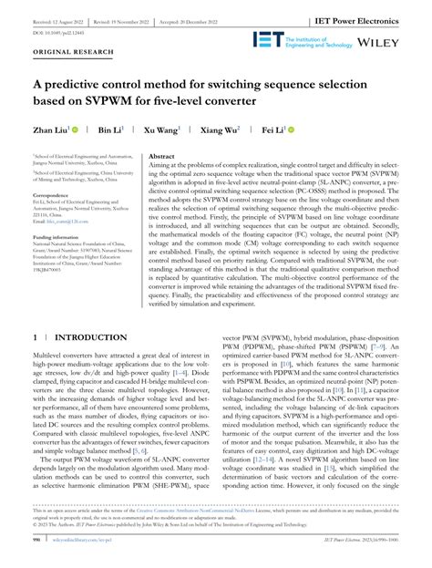 Pdf A Predictive Control Method For Switching Sequence Selection