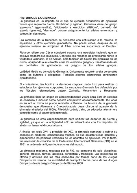HISTORIA DE LA GIMNASIA La Gimnasia Es Un Deporte