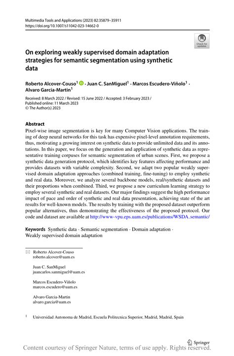 Pdf On Exploring Weakly Supervised Domain Adaptation Strategies For Semantic Segmentation