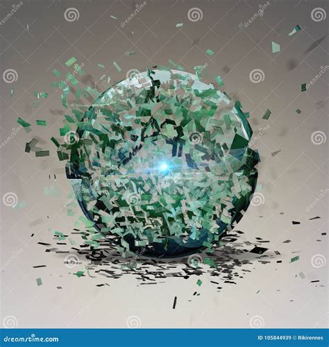 Binary Code With Explosion Of A Sphere Stock Illustration