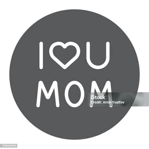 나는 엄마의 글리프 아이콘 텍스트와 어머니를 사랑 하는 당신에 게 엄마 편지 기호 벡터 그래픽 흰색 바탕에 단색 패턴을 사랑 해요 10에 대한 스톡 벡터 아트 및 기타