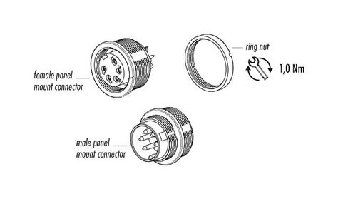 M16 Female Panel Mount Connector Ip67 Unshielded Contacts 12 12 A