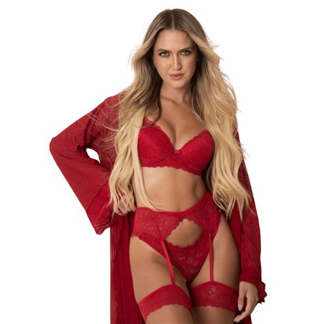 Conjunto De Lingerie Com Bojo Lingerie Cinta Liga Sensual Linha Sexy