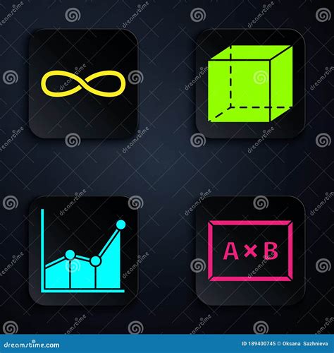 Set Chalkboard Infinity Graph Schedule Chart Diagram And Geometric Figure Cube Black