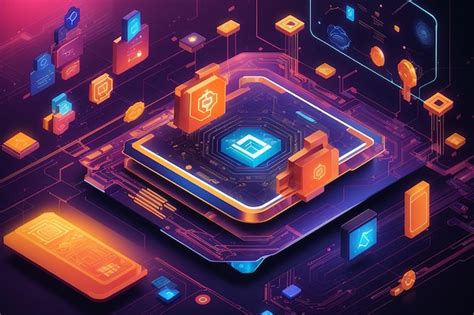 premium ai image blockchain technology isometric concept computer