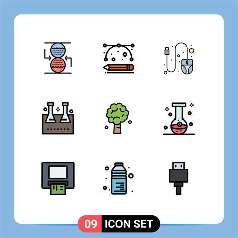 Modern Set Of 9 Filledline Flat Colors And Symbols Such As Apple Test Tube Computer Lab