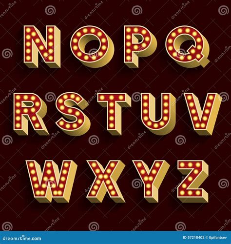 Retro Light Bulb Alphabet Vector Font Part 2 Of 3 Letters N Z