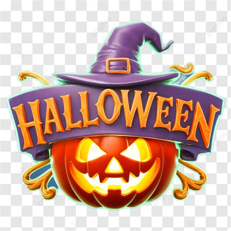 빛나는 잭오랜턴 마녀 모자와 으스스한 요소가 포함된 생생한 3d 할로윈 로고 3d 할로윈 로고 빛나는 잭오랜턴 마녀의 모자 Png 일러스트 및 이미지 에 대한 무료
