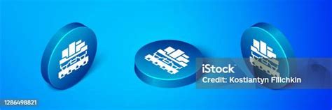 파란색 배경에 격리 된 등색화물 열차 왜건 아이콘 전체 화물 차 철도 운송 파란색 원 버튼입니다 벡터 3차원 형태에 대한 스톡 벡터 아트 및 기타 이미지 Istock