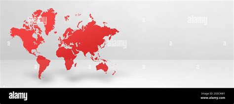 Red World Map Isolated On White Wall Background 3d Illustration