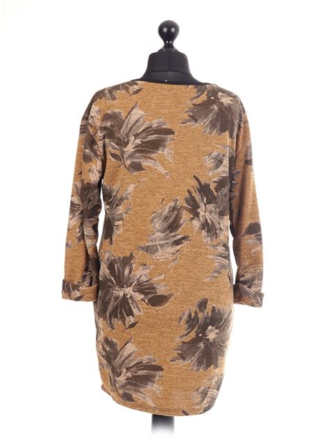 Made In Italy Clothing Italian Floral Print Lagenlook Tunic Top Pockets