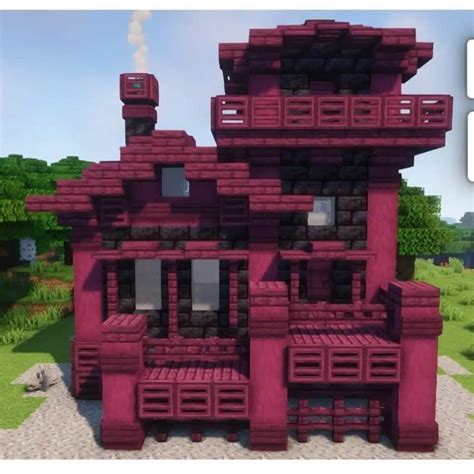 The Best Minecraft House Ideas Cute Nether Crimson House Minecraft