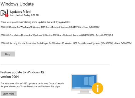 Windows 10 Version 1909 Updates Cannot Install Any Help Error Code